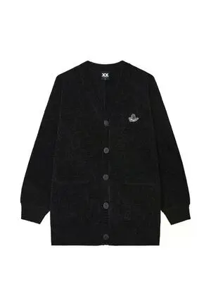 FINGERCROXX Logo-patch V-neck Cardigan - Black
