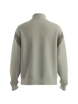 BOSS Zippered Cotton-blend Sweatshirt With Contrast Inserts - Neutrals