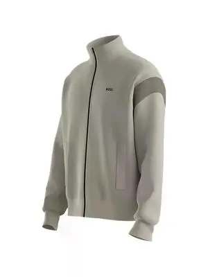 BOSS Zippered Cotton-blend Sweatshirt With Contrast Inserts