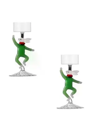 ICHENDORF MILANO Rabbit-detail Tealight Holders - Green