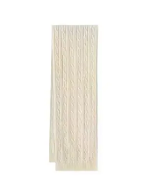 Gant Cable-knit Embroidered-logo Scarf - Neutrals