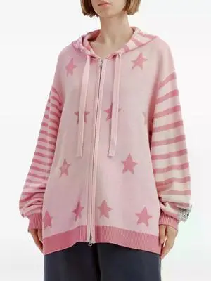 MINI CREAM Star-intarsia Striped Cardigan - Pink