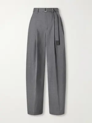 Sacai Belted Pleated Twill Wide-leg Pants