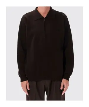 ROBERTO COLLINA Half-zip Polo Sweater - Brown