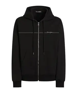 Dolce & Gabbana Dolce Gabbana Logo Embroidered Hoodie - Black