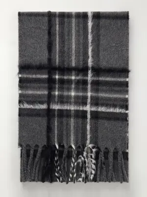 Johnstons Of Elgin Mull Fringed Checked Wool, Cashmere And Silk-blend Scarf - Gray