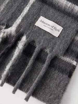 Johnstons Of Elgin Mull Fringed Checked Wool, Cashmere And Silk-blend Scarf