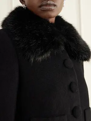 SELF-PORTRAIT Cropped Plush-trimmed Wool-blend Jacket