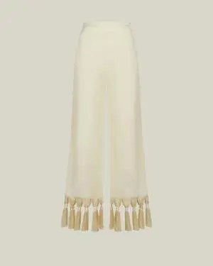 TALLER MARMO Marlino Fringed Pants - Ivory