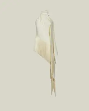 TALLER MARMO Fringed Atlas Blouse - Ivory