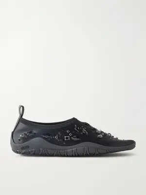 JIL SANDER Elbe Embellished Satin Slip-ons - Black