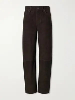 Citizens Of Humanity Miro Paneled Suede Mid-rise Barrel-leg Pants - Brown