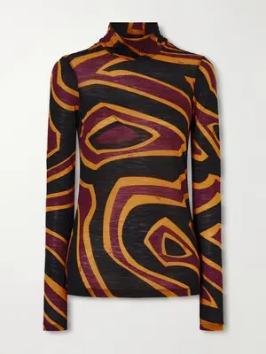 Emilio Pucci Fiammato Printed Wool-blend Jersey Blouse - Multi