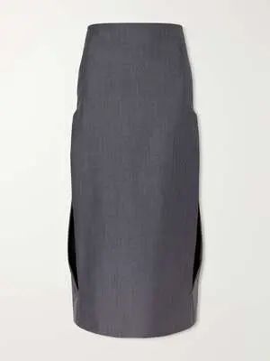 JIL SANDER Wool And Mohair-blend Midi Skirt - Gray