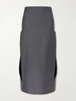 JIL SANDER Wool And Mohair-blend Midi Skirt - Gray