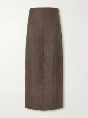 MAISON MARGIELA Wool-herringbone Midi Skirt - Neutrals