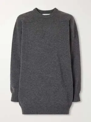 JIL SANDER Padded Wool-blend Sweater - Gray