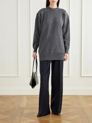 JIL SANDER Padded Wool-blend Sweater - Gray