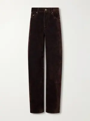 Ossou Rider Cotton-blend Velvet Low-rise Wide-leg Jeans - Brown
