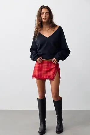 Free People Avani Postage Mixed Mini Skirt