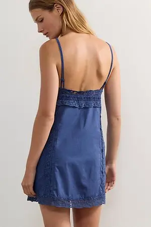 Free People Sweet Heart Mini Shift Slip Dress - Open Waters