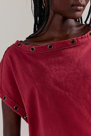 Free People We The Free Off-the-shoulder Billie Tee - Cardinal