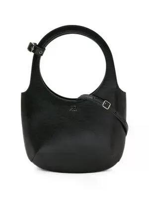 COURREGES Holy Grained Leather Tote Bag - Black