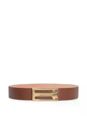 Victoria Beckham Dorian Frame Logo-plaque Leather Belt - Brown