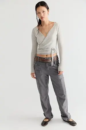 Free People Cashmere Reversible Wrap V-neck Sweater - Frost