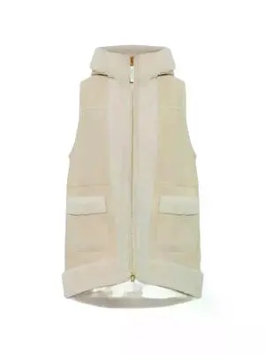 Bogner Lona Shearling-trim Hooded Gilet - Neutrals