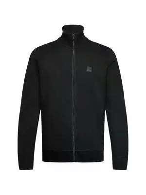 BOSS Cotton-jersey Jacket With Logo Badge - Black