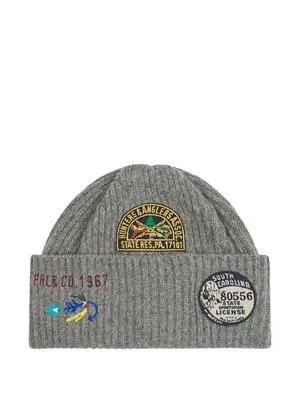 Polo Ralph Lauren Patch-detail Ribbed-knit Beanie - Grey
