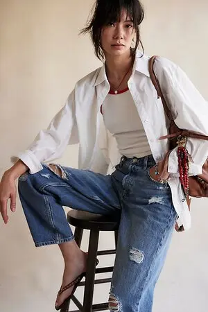 Free People Sabine Articulated Button Down Top