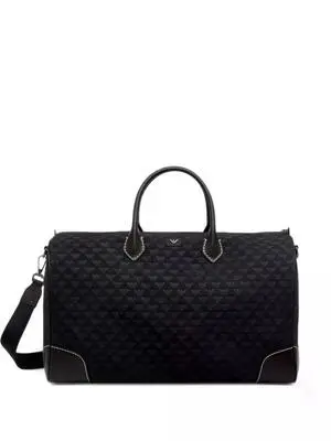 Emporio Armani Monogram-jacquard Holdall Bag - Blue