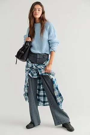 Free People Low Tide Crew Neck Knit Pullover - Clear Sky