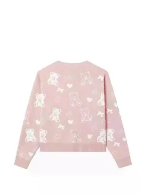 CHOCOOLATE Teddy-bear Intarsia Cardigan - Pink