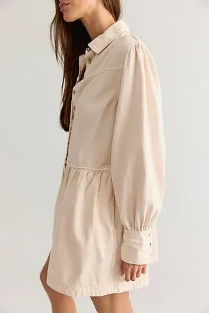 Free People Marris Collared Denim Mini Dress - Plum Dust