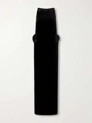 SELF-PORTRAIT Bow-detailed Embellished Velvet Maxi Dress - Black