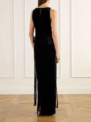 SELF-PORTRAIT Bow-detailed Embellished Velvet Maxi Dress