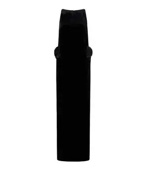 SELF-PORTRAIT Bow-detailed Embellished Velvet Maxi Dress - Black