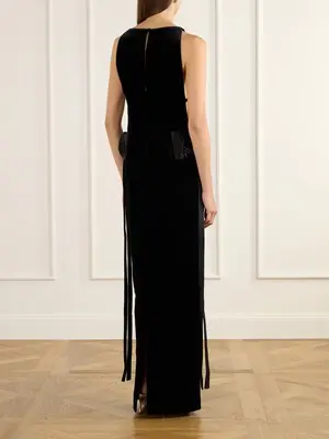 SELF-PORTRAIT Bow-detailed Embellished Velvet Maxi Dress