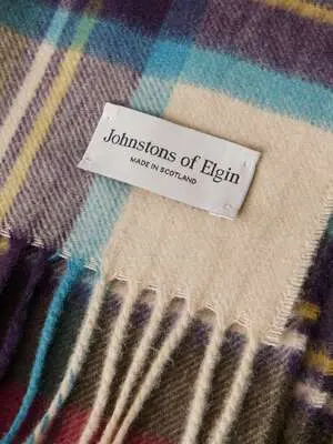 Johnstons Of Elgin Tartan Stole Checked Cashmere Scarf - Red