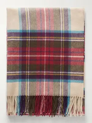 Johnstons Of Elgin Tartan Stole Checked Cashmere Scarf - Red