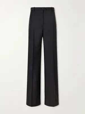 JIL SANDER Wool And Mohair-blend Canvas Wide-leg Pants - Black