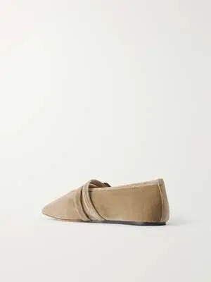 Le Monde Beryl Claudia Embellished Velvet Ballet Flats