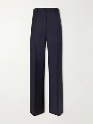 JIL SANDER Wool And Mohair-blend Canvas Wide-leg Pants - Blue