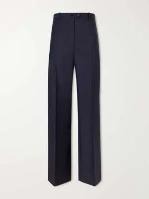 JIL SANDER Wool And Mohair-blend Canvas Wide-leg Pants - Navy