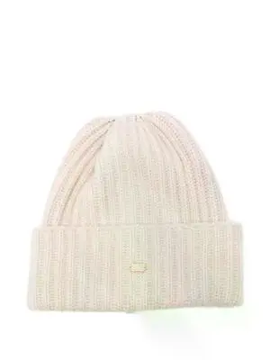 Agnona Ribbed-knit Beanie Hat - Neutrals