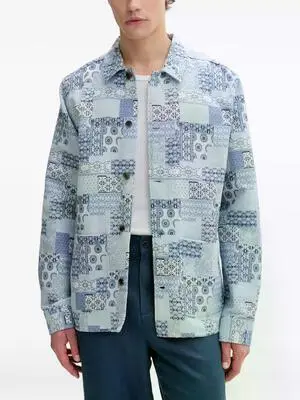 LES DEUX Patchwork-pattern Button-down Jacket - Blue