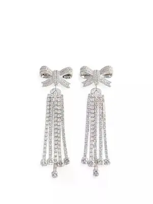 SELF-PORTRAIT Crystal-embellished Bow Earrings - Silver